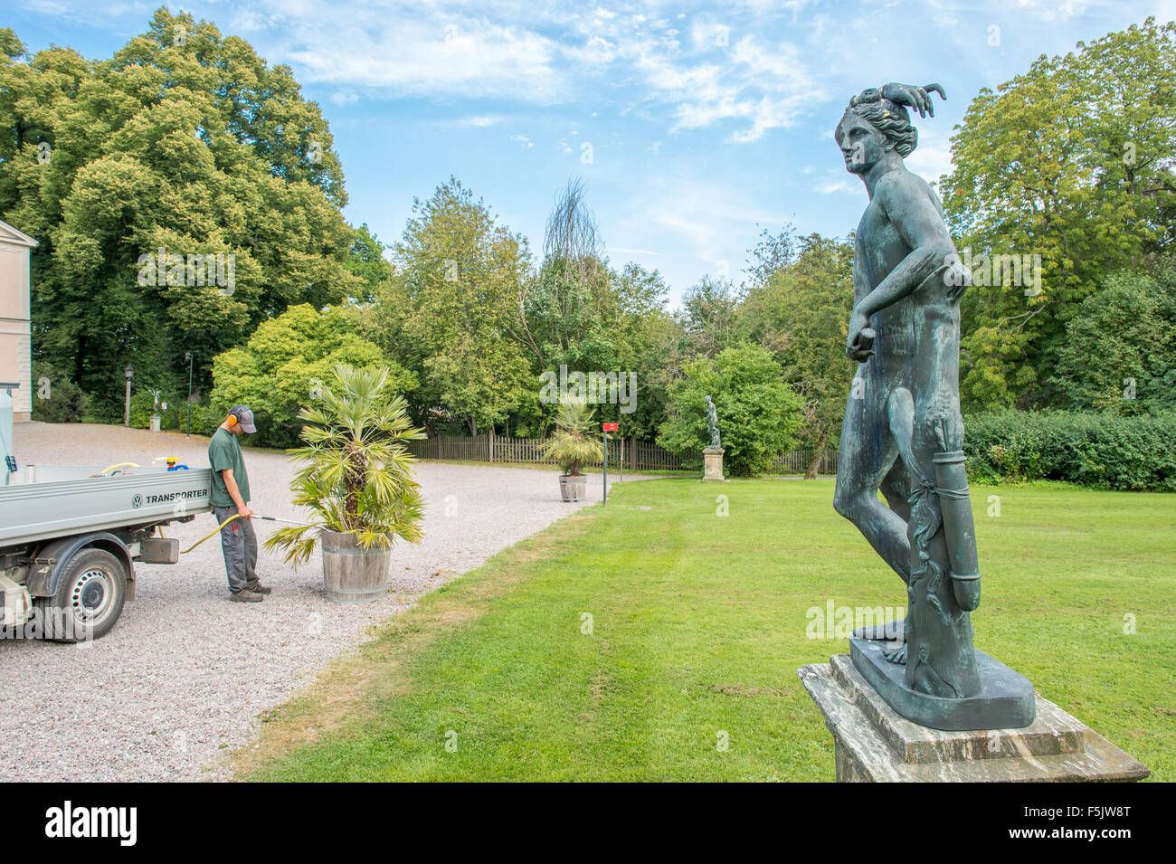 Statue of Apollo in Rosendal Palace garden at Djurgarden in Stockholm ...