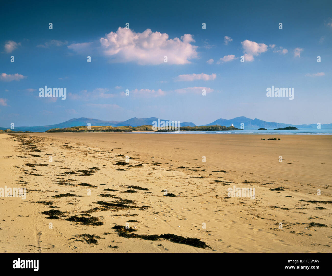 Traeth Penrhos, to the west of Newborough Beach, with Llanddwyn Island ...