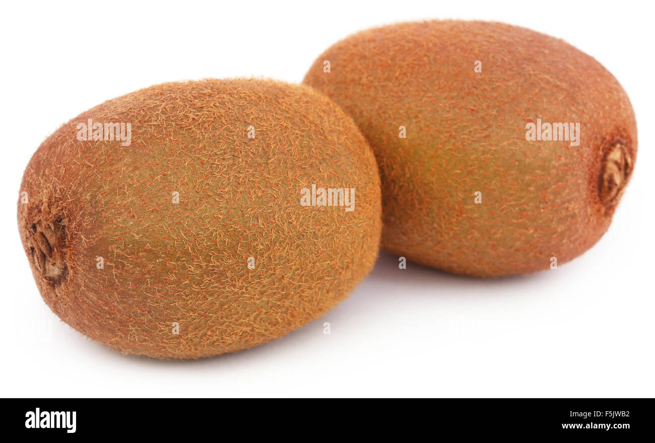Two Kiwi fruits over white background Stock Photo - Alamy