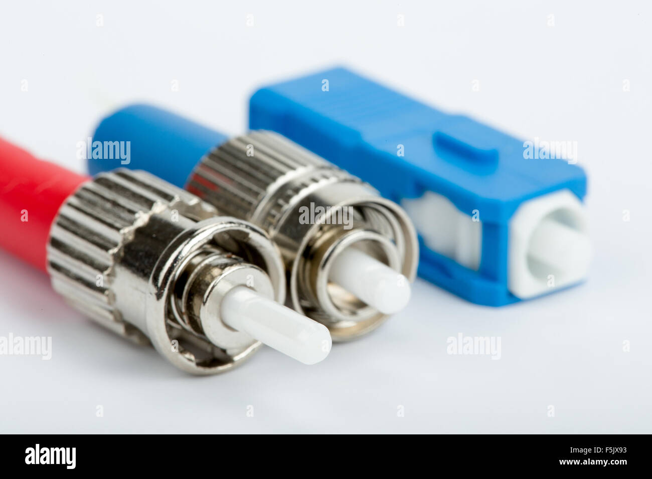 fiber optic connectors, ST, SC and FC on white background Stock Photo ...