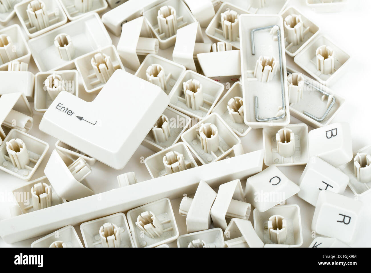 pile of scattered white keyboard keys on white background Stock Photo ...