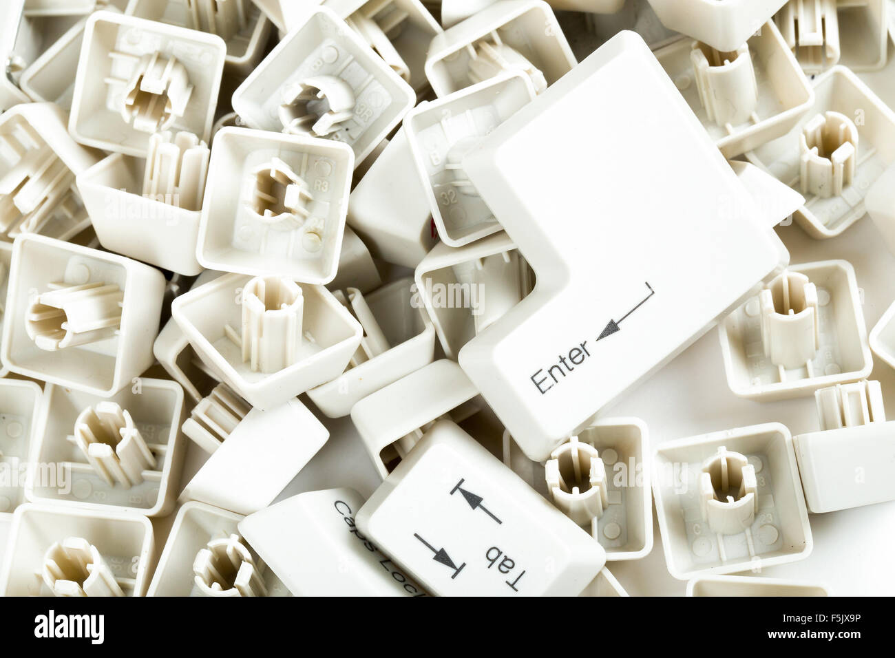 pile of scattered white keyboard keys on white background Stock Photo ...