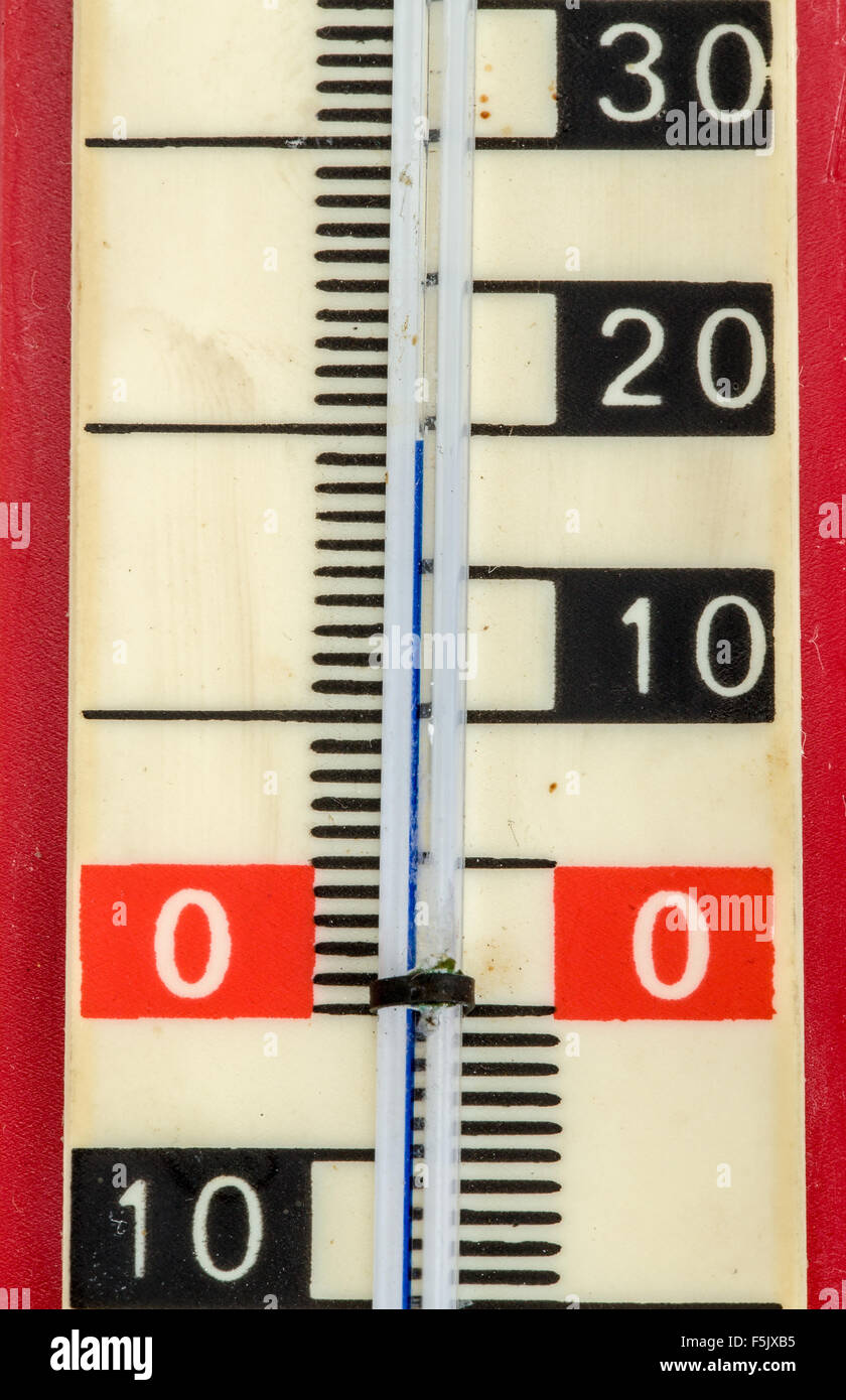 detail of old red plastic spirt retro thermometer Stock Photo - Alamy