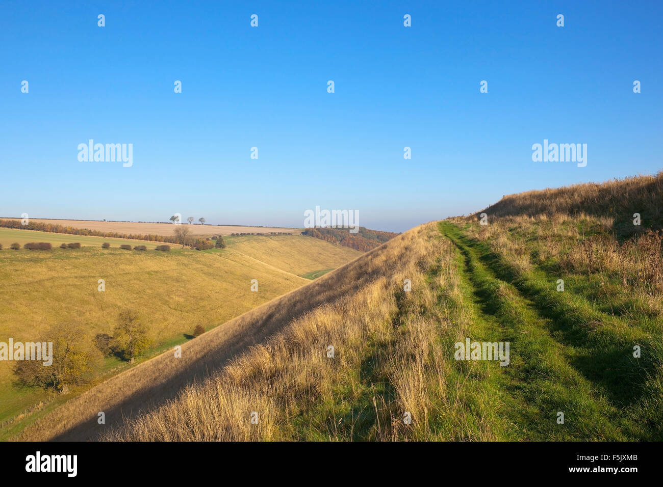 English Autumn landscape with the grassy valley of Horsedale viewed ...