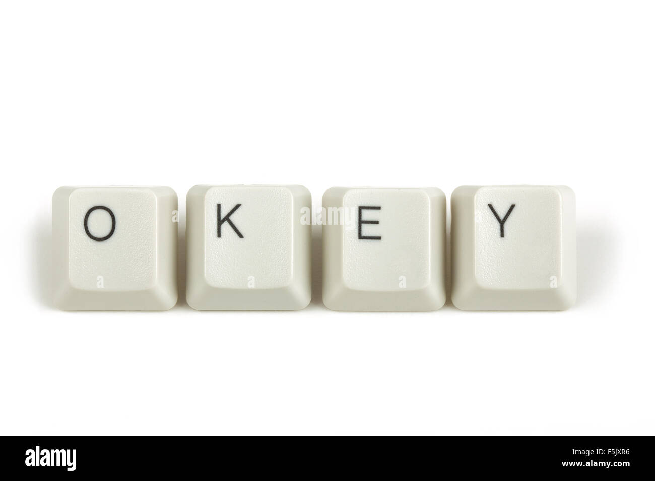 okey text from scattered keyboard keys isolated on white background ...