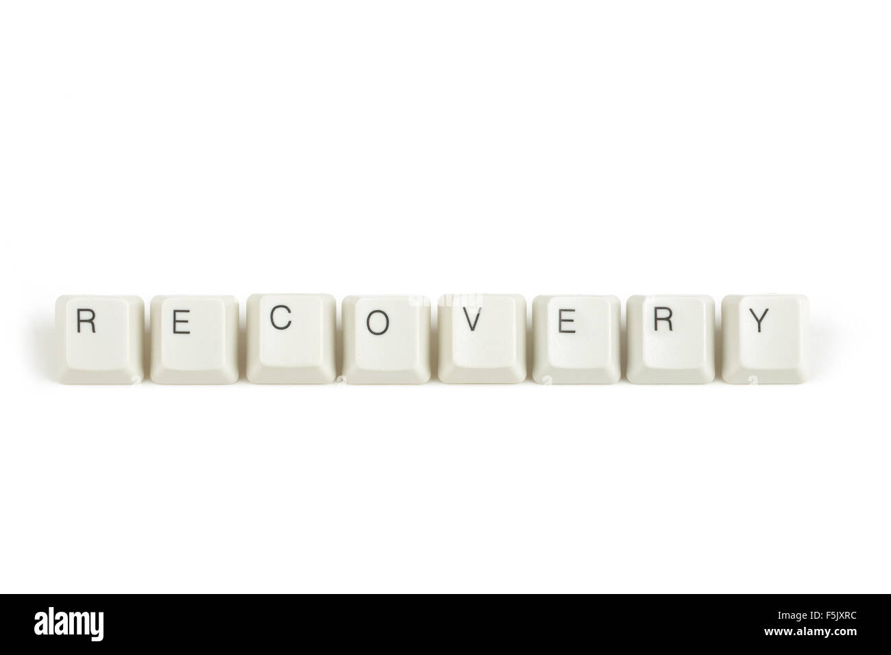 recovery text from scattered keyboard keys isolated on white background ...