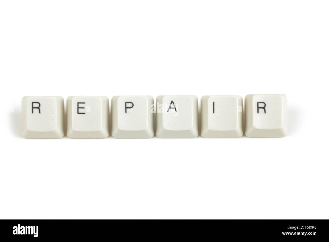 repair text from scattered keyboard keys isolated on white background ...