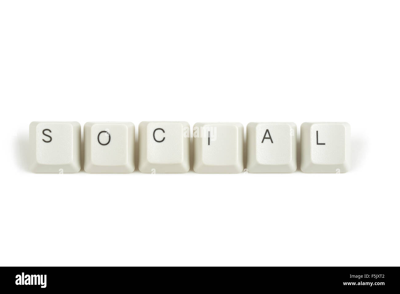social text from scattered keyboard keys isolated on white background ...