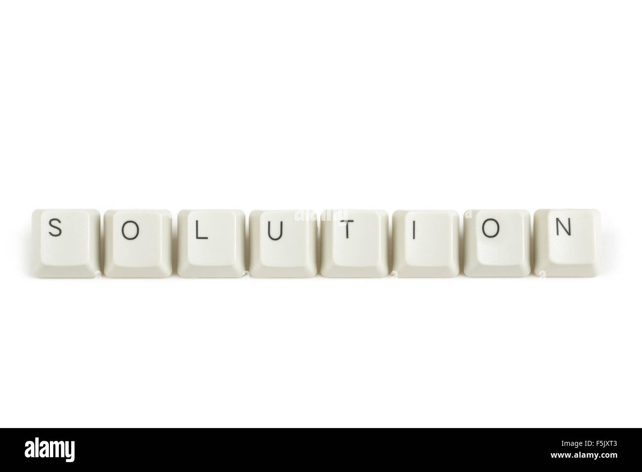 solution text from scattered keyboard keys isolated on white background ...