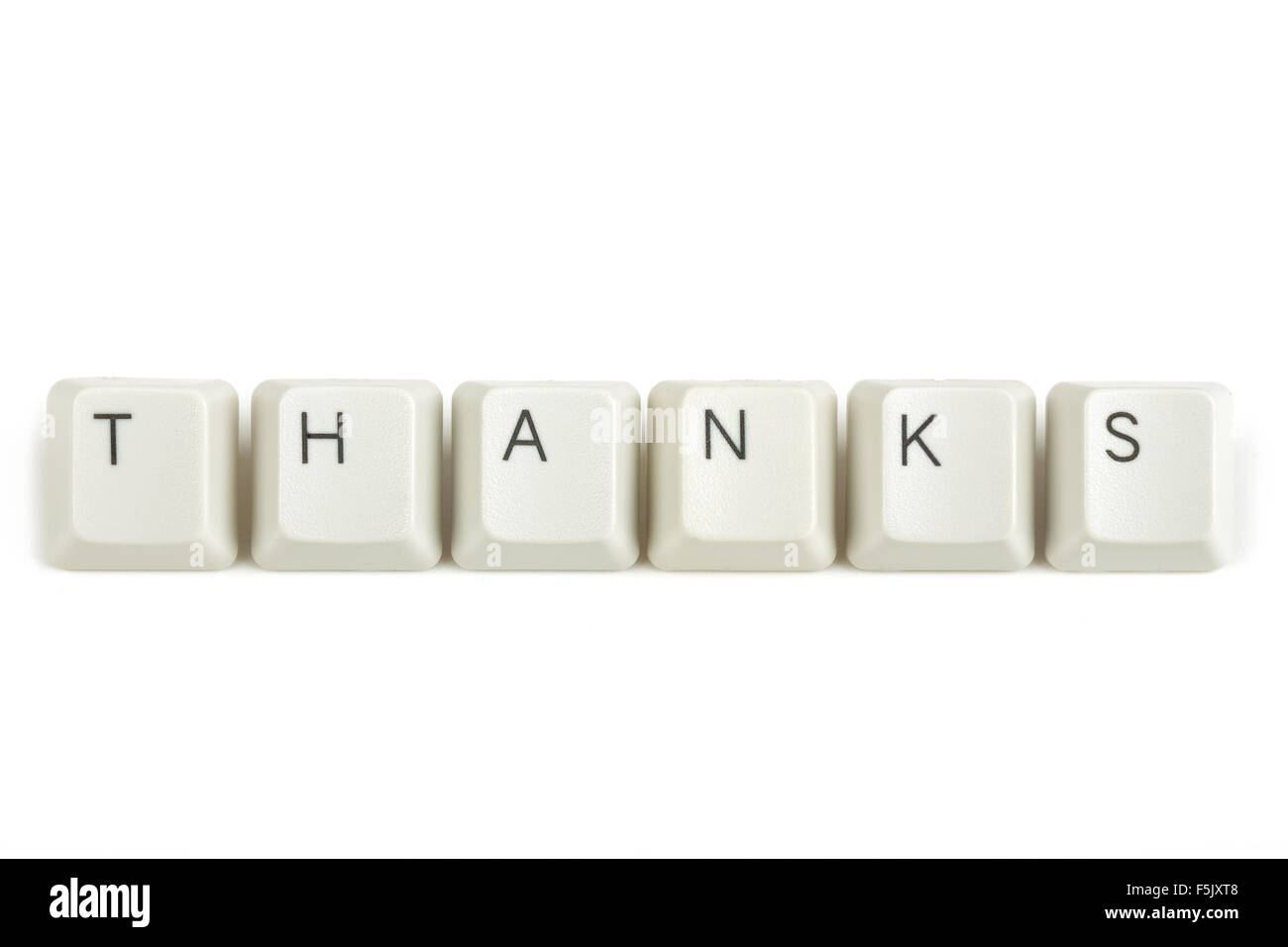 thanks text from scattered keyboard keys isolated on white background ...