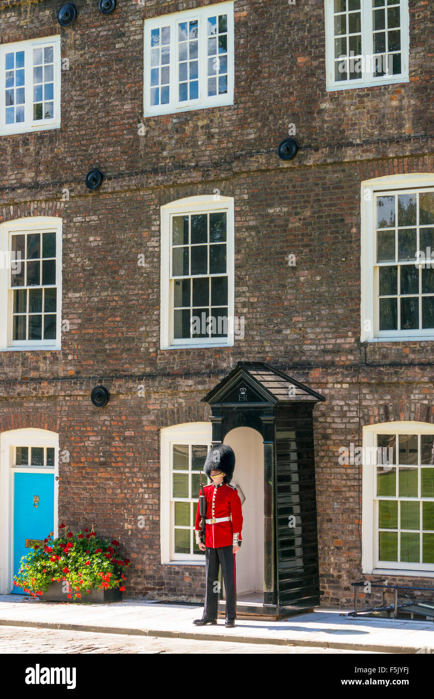 A coldstream guard on sentry duty inside tower of london City of London ...
