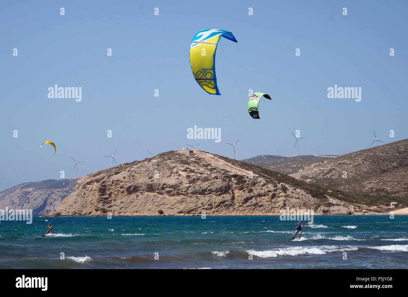 Kitesurfer on Prasonisi beach, Rhodes, Dodecanese, Greece Stock Photo ...
