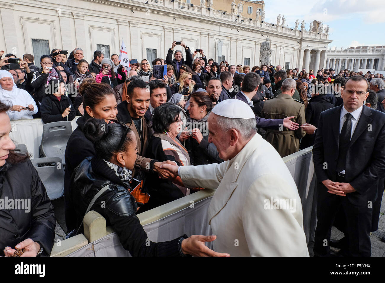 Lewis Hamilton and the actress Nicole Scherzinger meet Pope Francis in ...