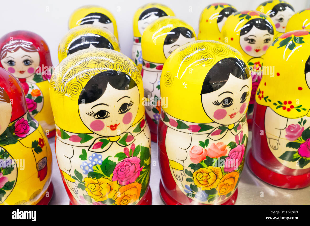 Colorful wooden Matryoshka dolls, also known as a Russian nesting dolls ...