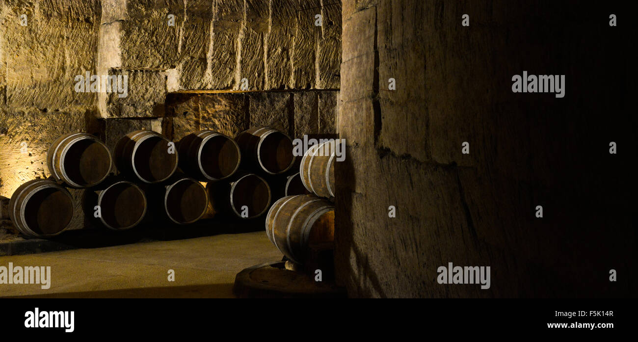 Barrels in Wine Cellar-Bordeaux Vineyard Stock Photo - Alamy