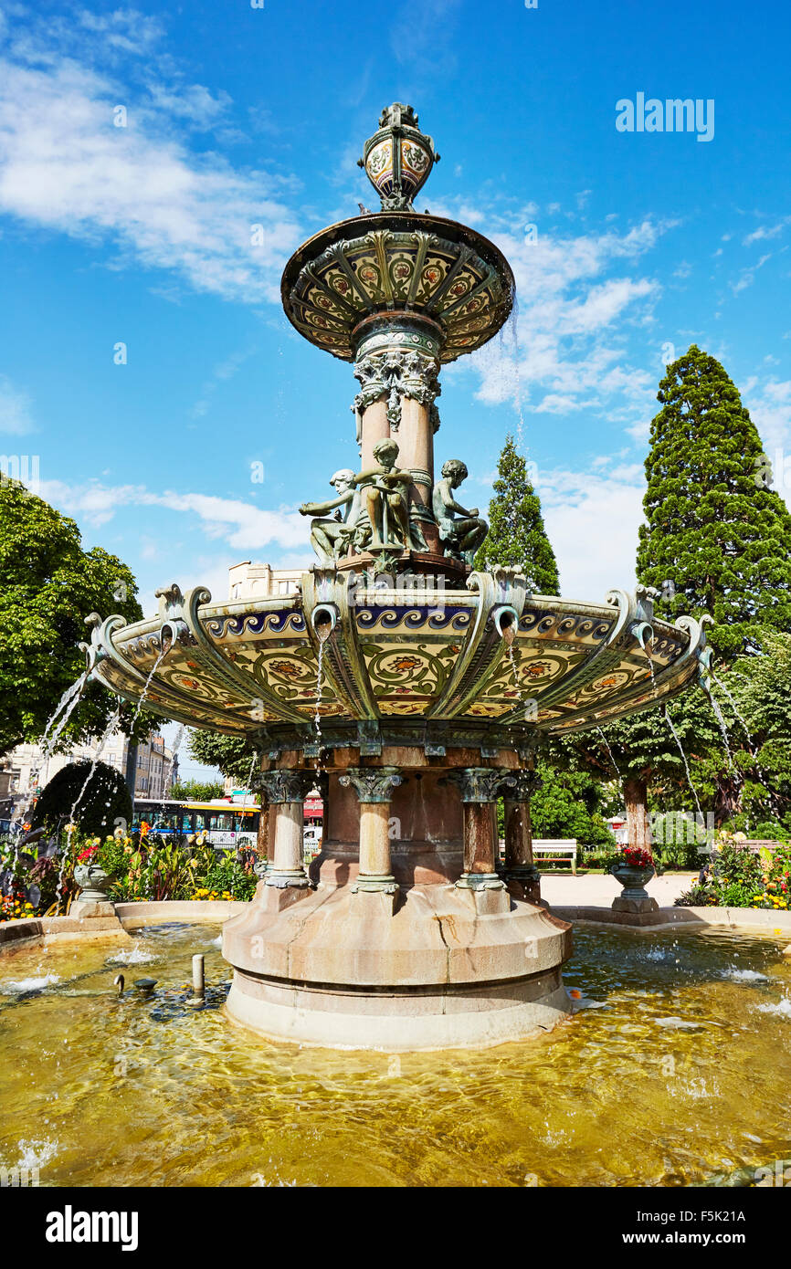View of the decorative fountain at Limoges City Hall, Limoges, Limousin ...