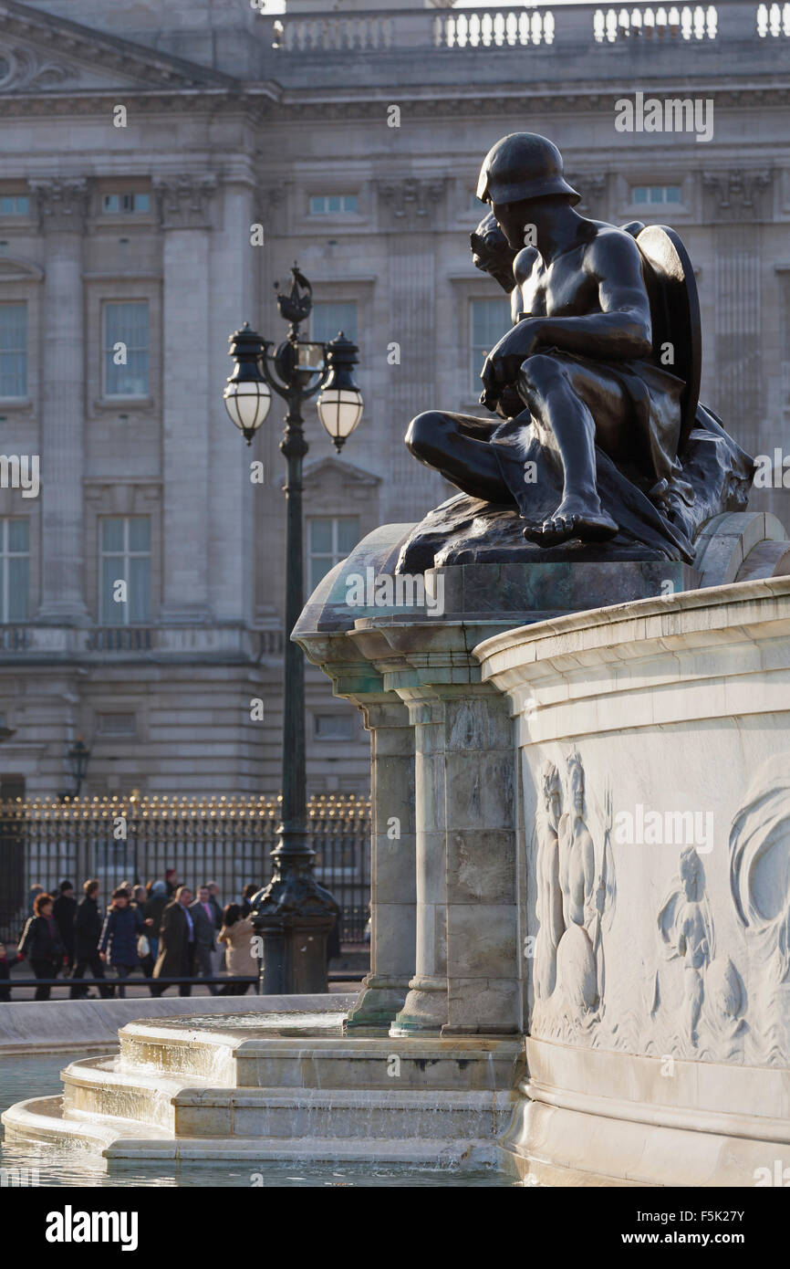 The statues of Military and Naval Power, at the base of the Victoria ...