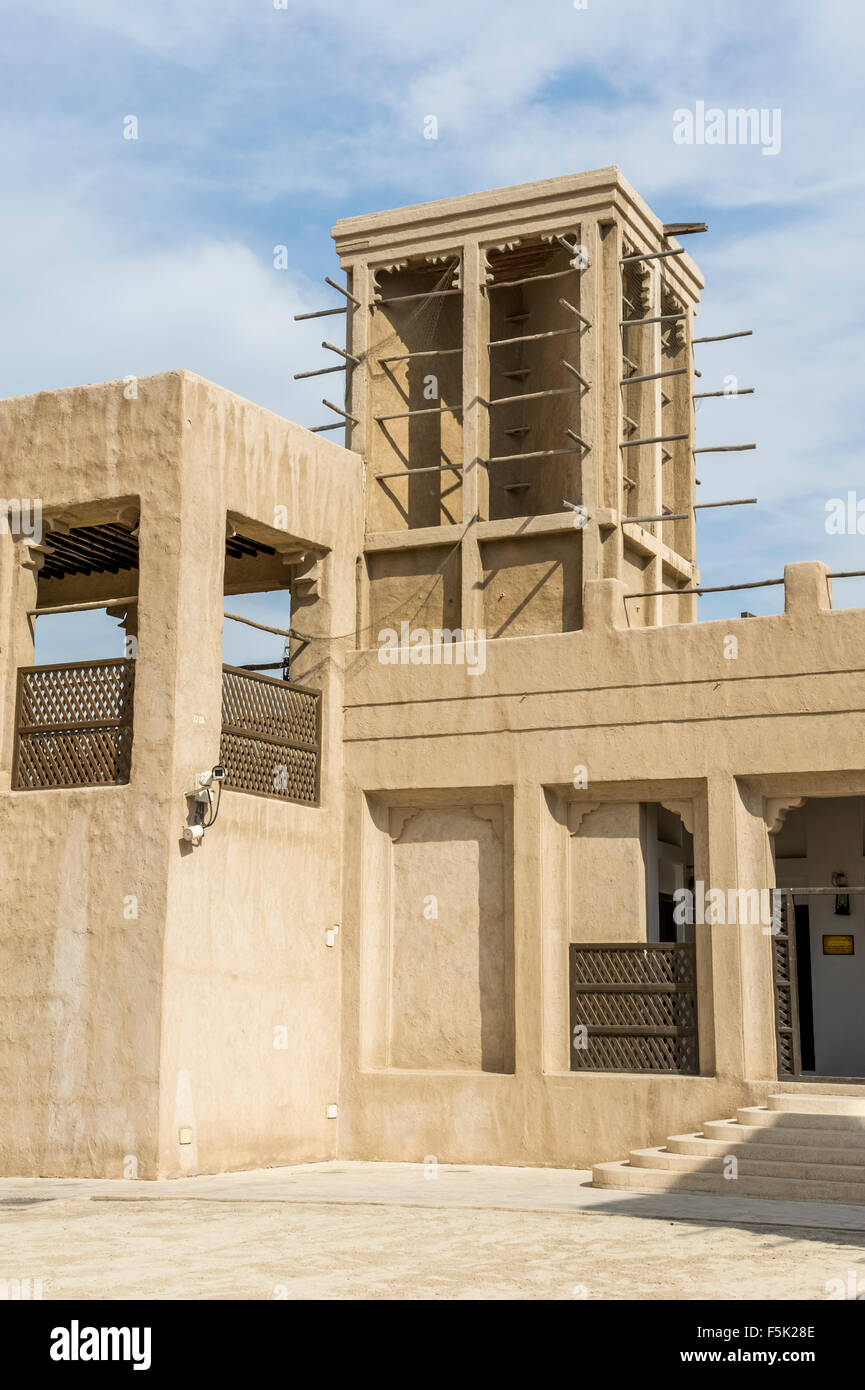 Dubai Heritage Village, wind towers Stock Photo - Alamy