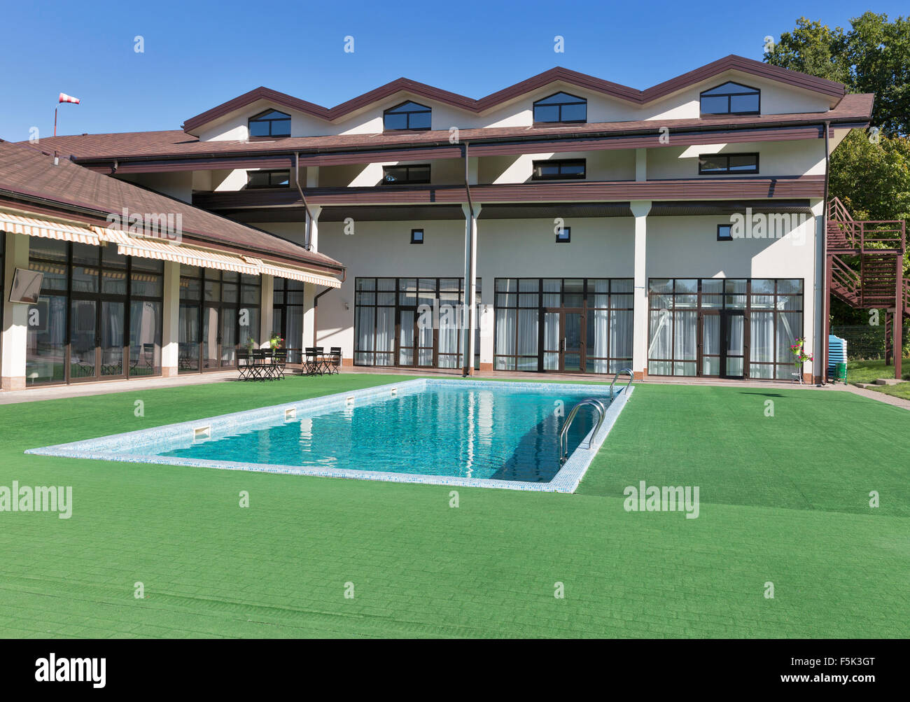 outdoor swimming pool in public building Stock Photo - Alamy