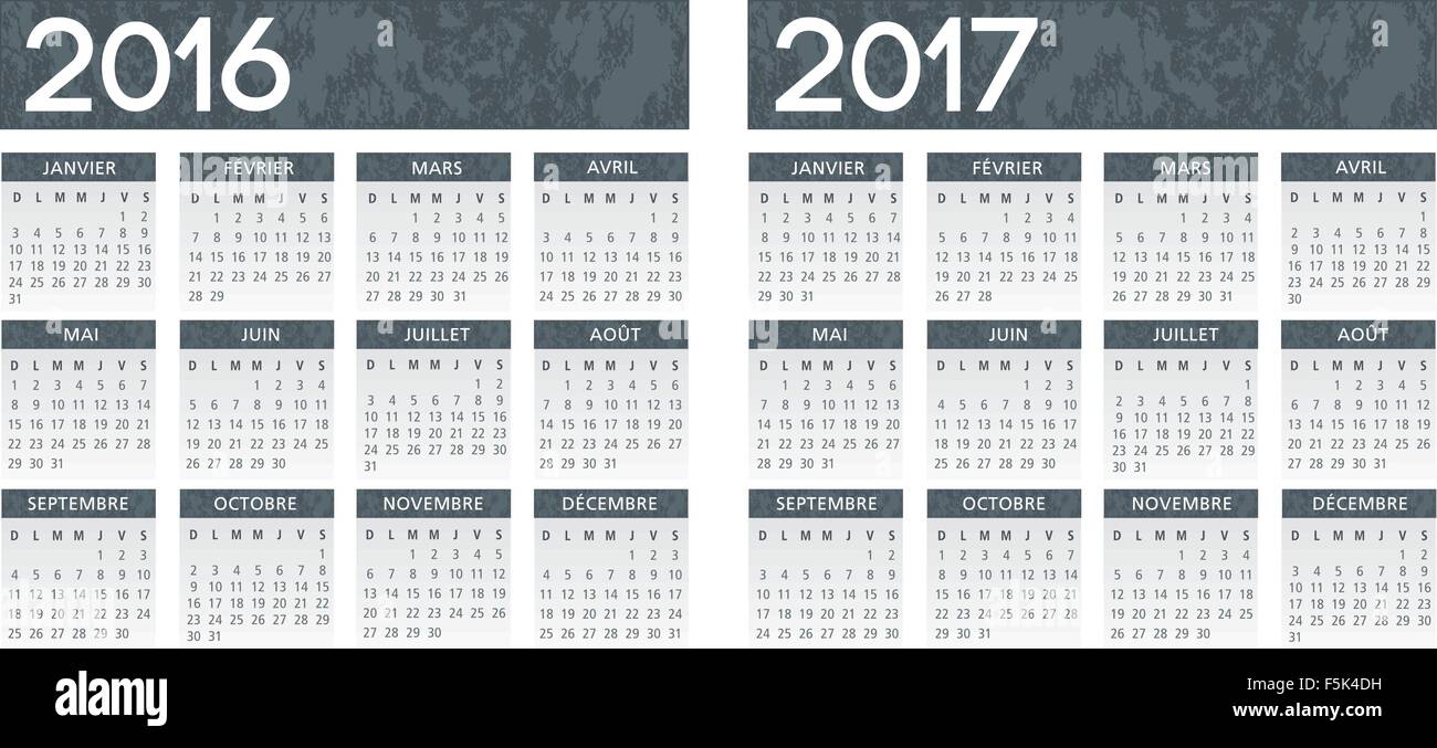 French textured grey calendar 2016 2017 vector two layer text and ...