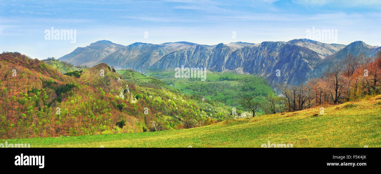 Mehedinti Mountains in Cerna Valley Roamania Stock Photo - Alamy