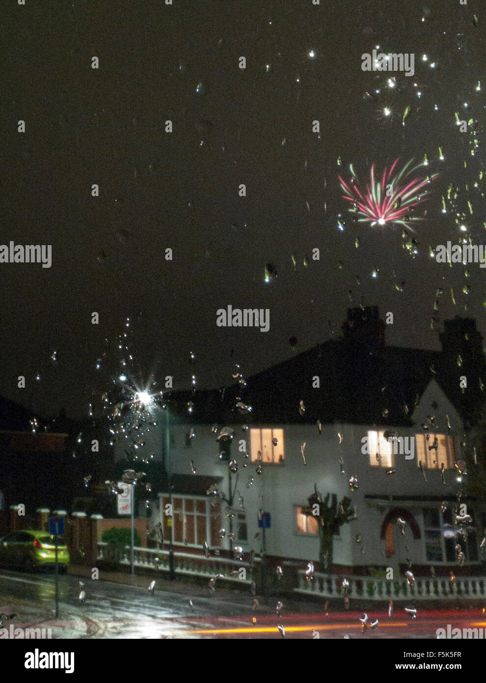 Rained off. Firework night looking out through a rain speckled window ...