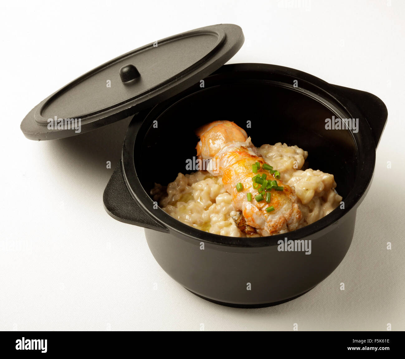 Nice food presentation. Risotto with dublin bay prawn Stock Photo - Alamy