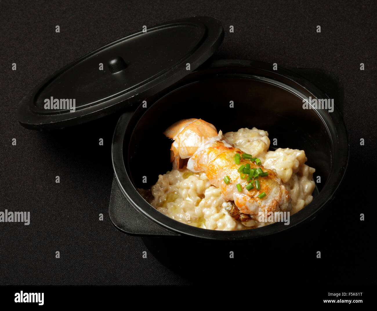 Nice food presentation. Risotto with dublin bay prawn Stock Photo - Alamy