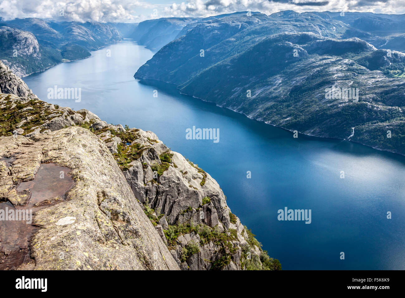 Preikestolen,Pulpit Rock at Lysefjorden (Norway). A well known tourist ...