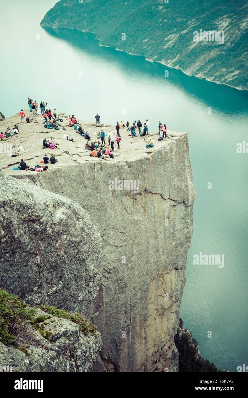 Preikestolen,Pulpit Rock at Lysefjorden (Norway). A well known tourist ...