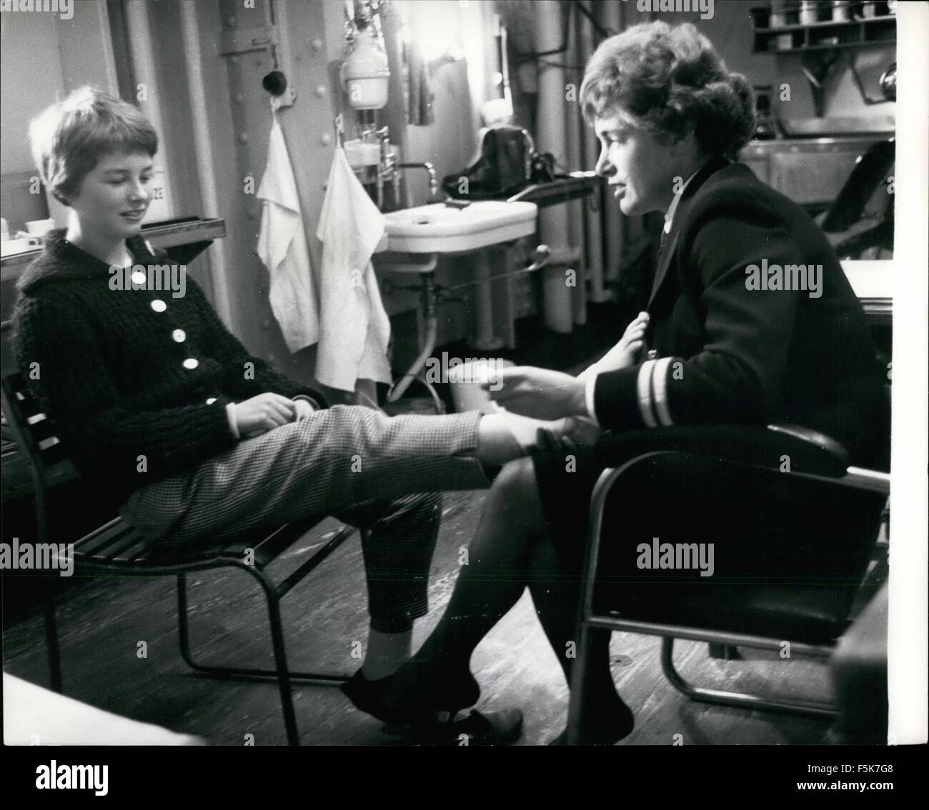 1962 - First Aid - Dr. Miriam Alderwich attends to a grazed shin in the ...