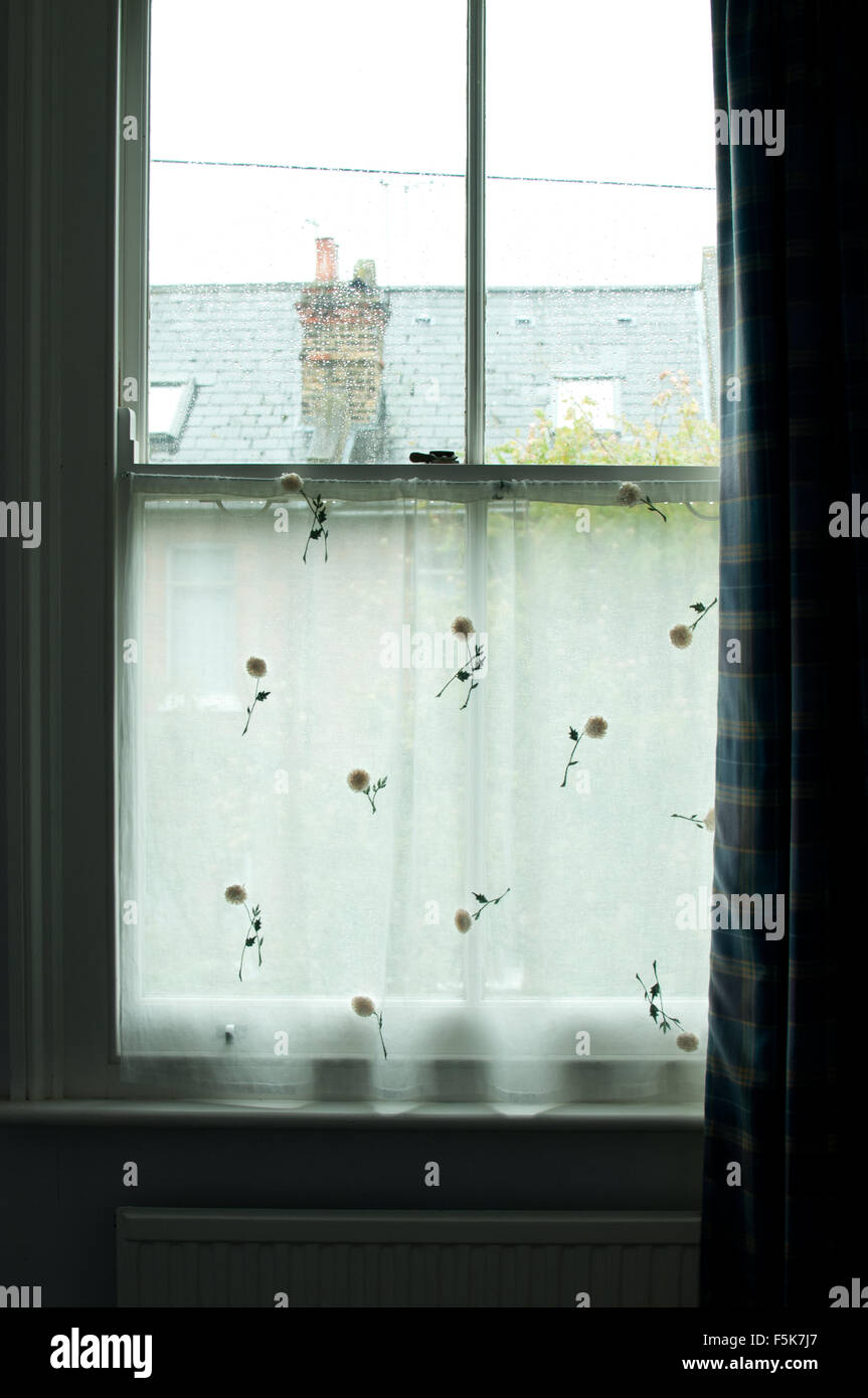 window and net curtain Stock Photo - Alamy