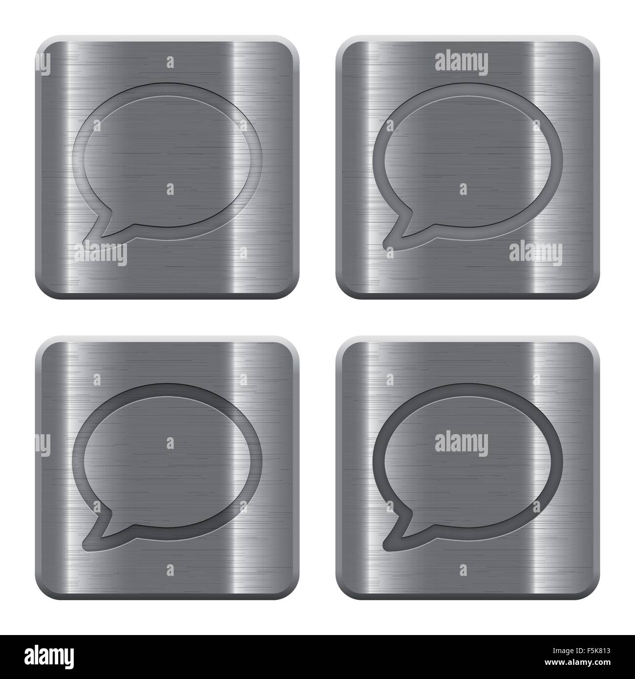 Set of Chat buttons vector in brushed metal style. Arranged layer ...