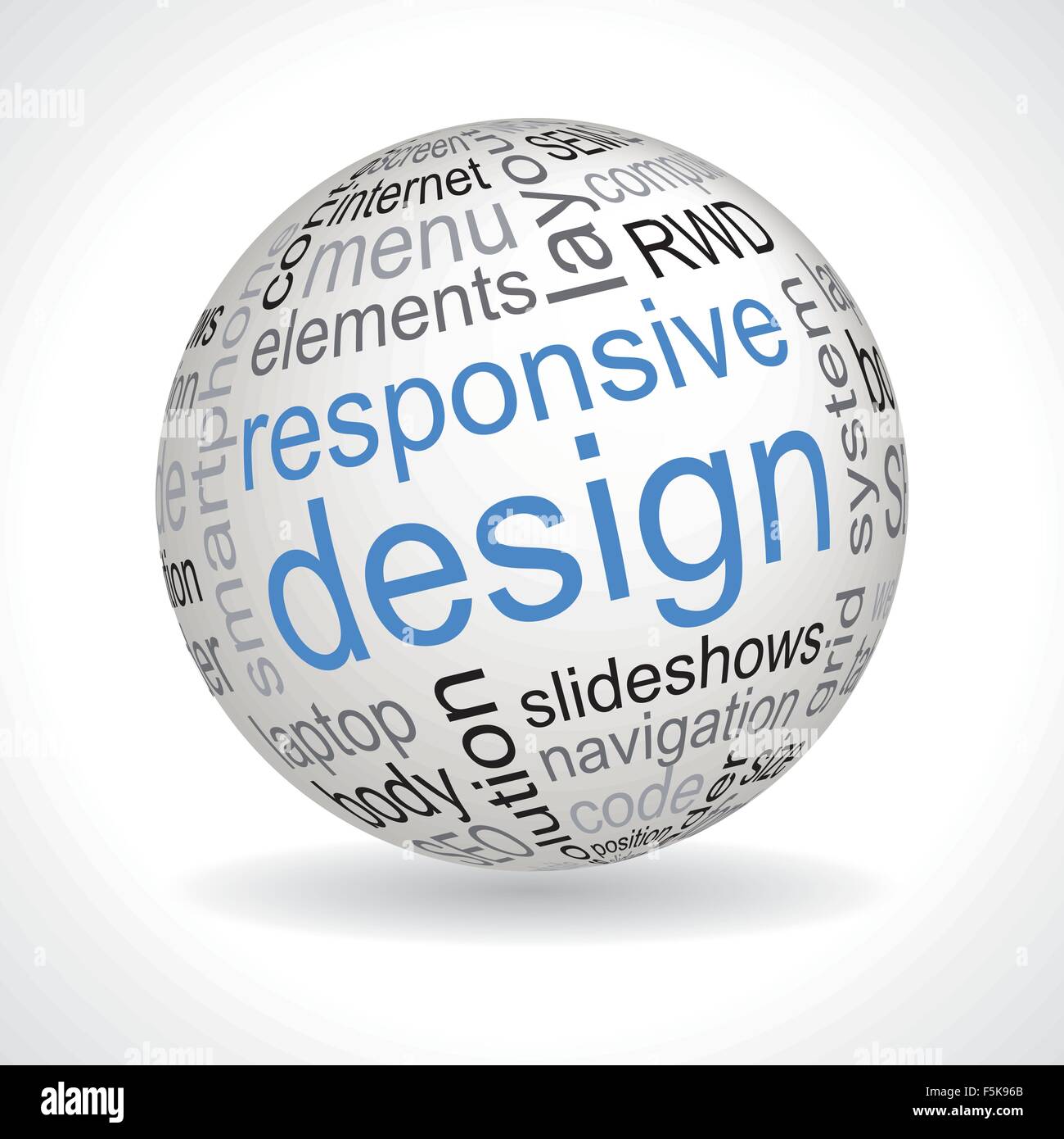 Responsive design theme sphere with keywords full vector Stock Vector ...