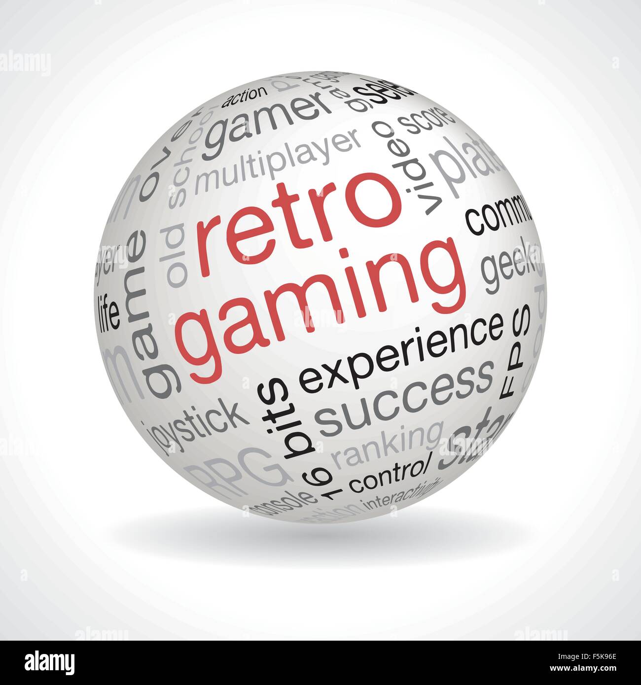 Retrogaming theme sphere with keywords full vector Stock Vector Image ...