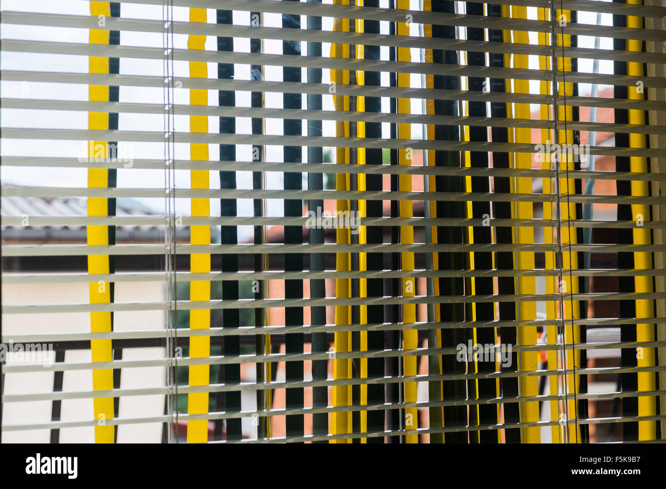 Looking out a window through blinds Stock Photo - Alamy