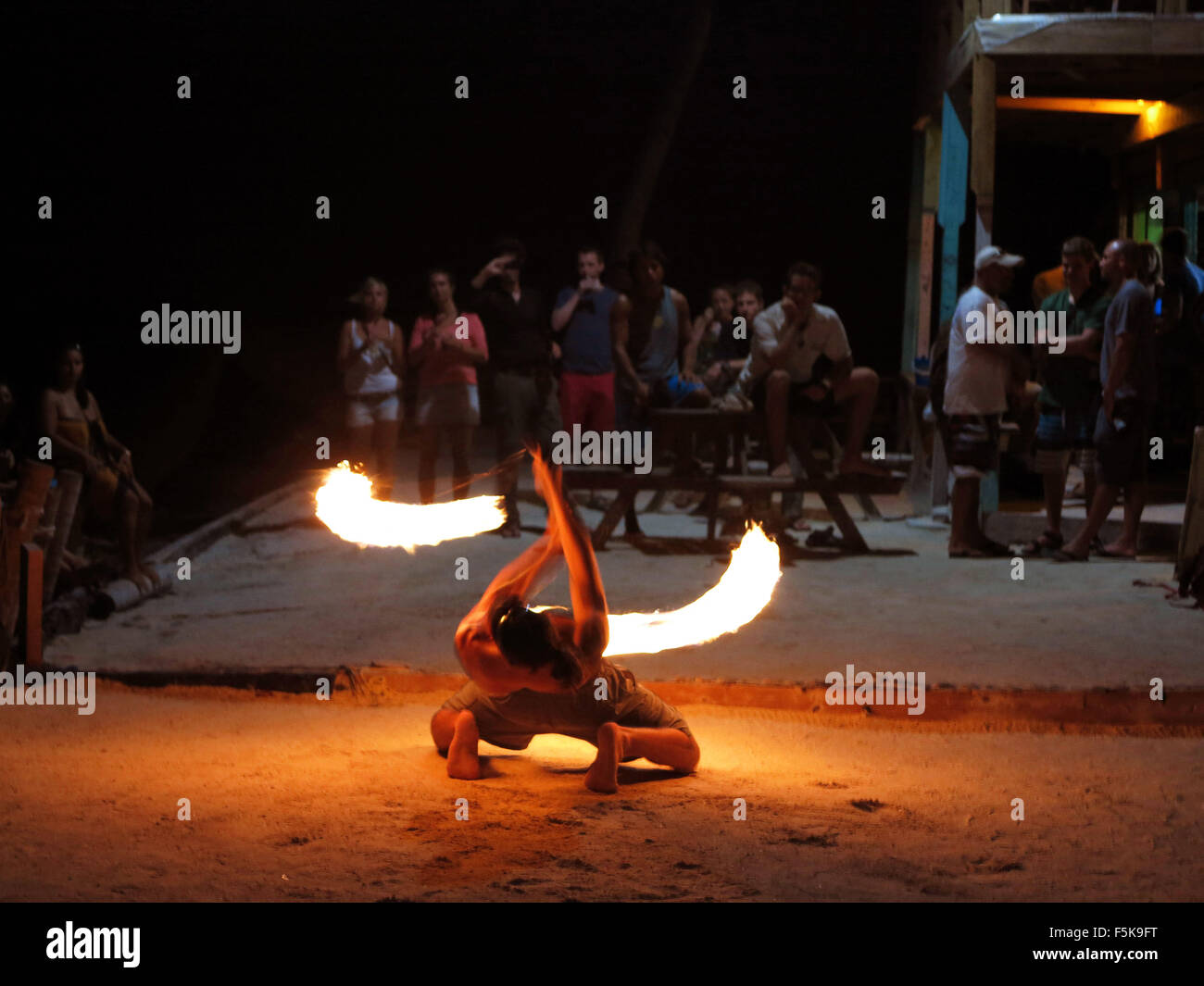Caye Caulker, Belize. 18th Apr, 2012. Fire show at the Lazy Lizard, on ...