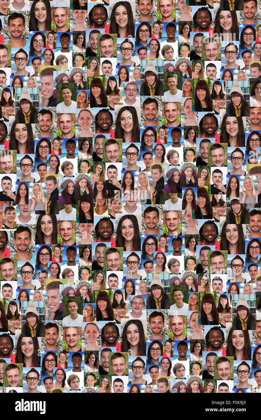 Background collage group of multiracial young people social media ...