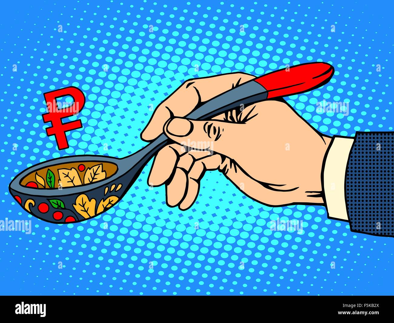 Russian ruble in traditional Khokhloma spoon Stock Vector Image & Art ...