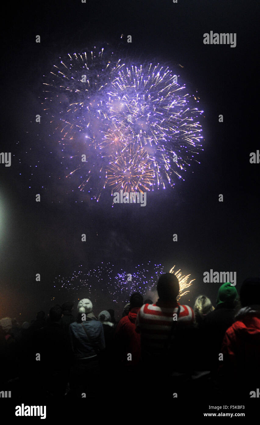 Fireworks above town hi-res stock photography and images - Alamy