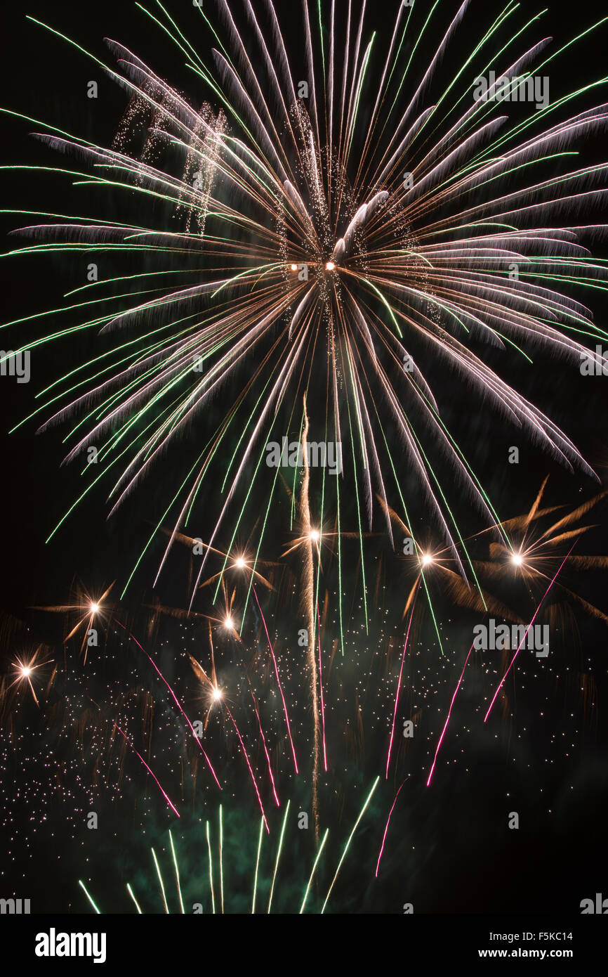 Large Fireworks - White, Green, Gold, Red, Purple Stock Photo - Alamy