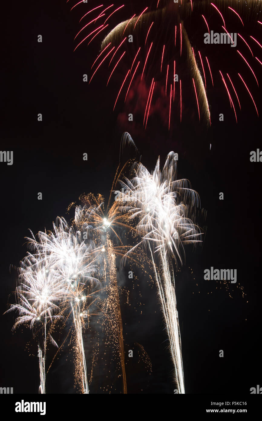 Fireworks - White, Gold & Red Stock Photo - Alamy