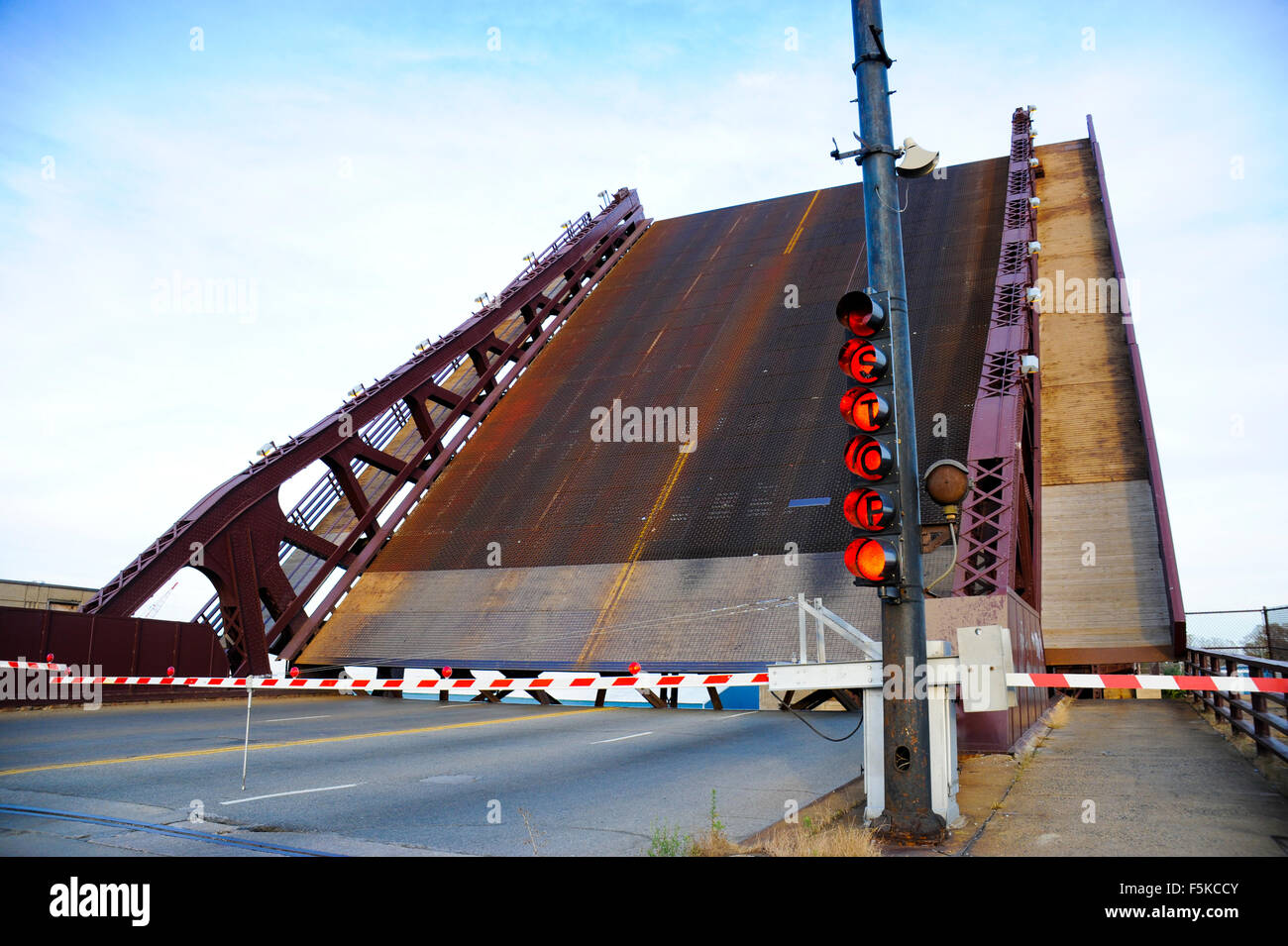 Stop sign on the E. 95th Street Bridge being raised over the Calumet ...