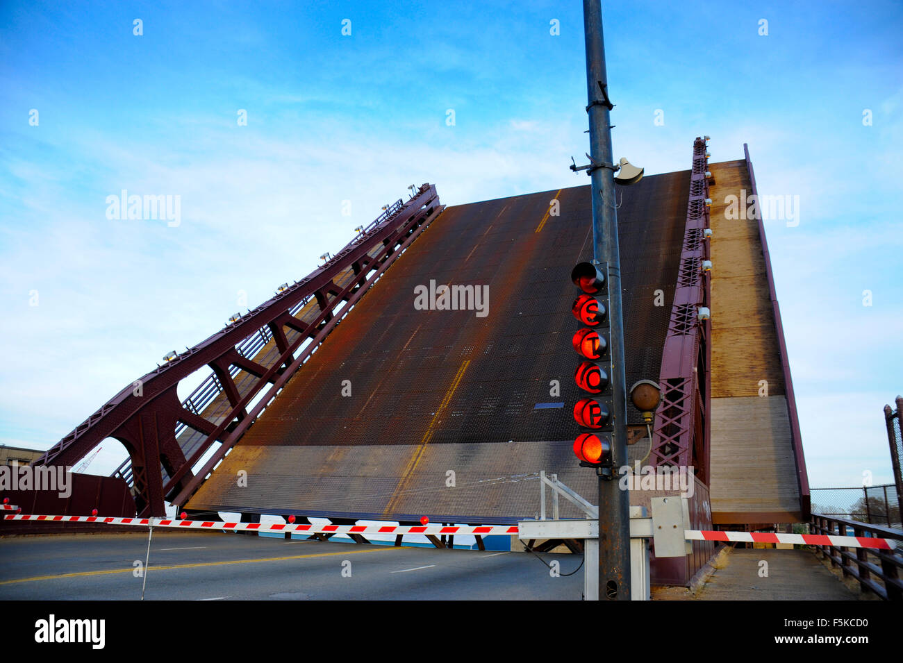 Stop sign on the E. 95th Street Bridge being raised over the Calumet ...