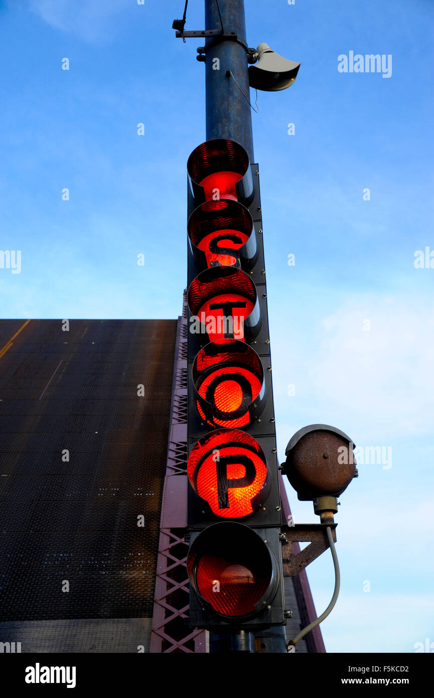 Stop sign on the E. 95th Street Bridge being raised over the Calumet ...