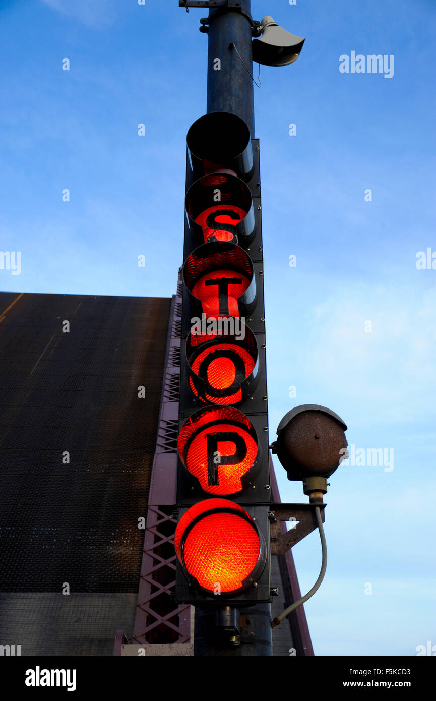 Stop sign on the E. 95th Street Bridge being raised over the Calumet ...