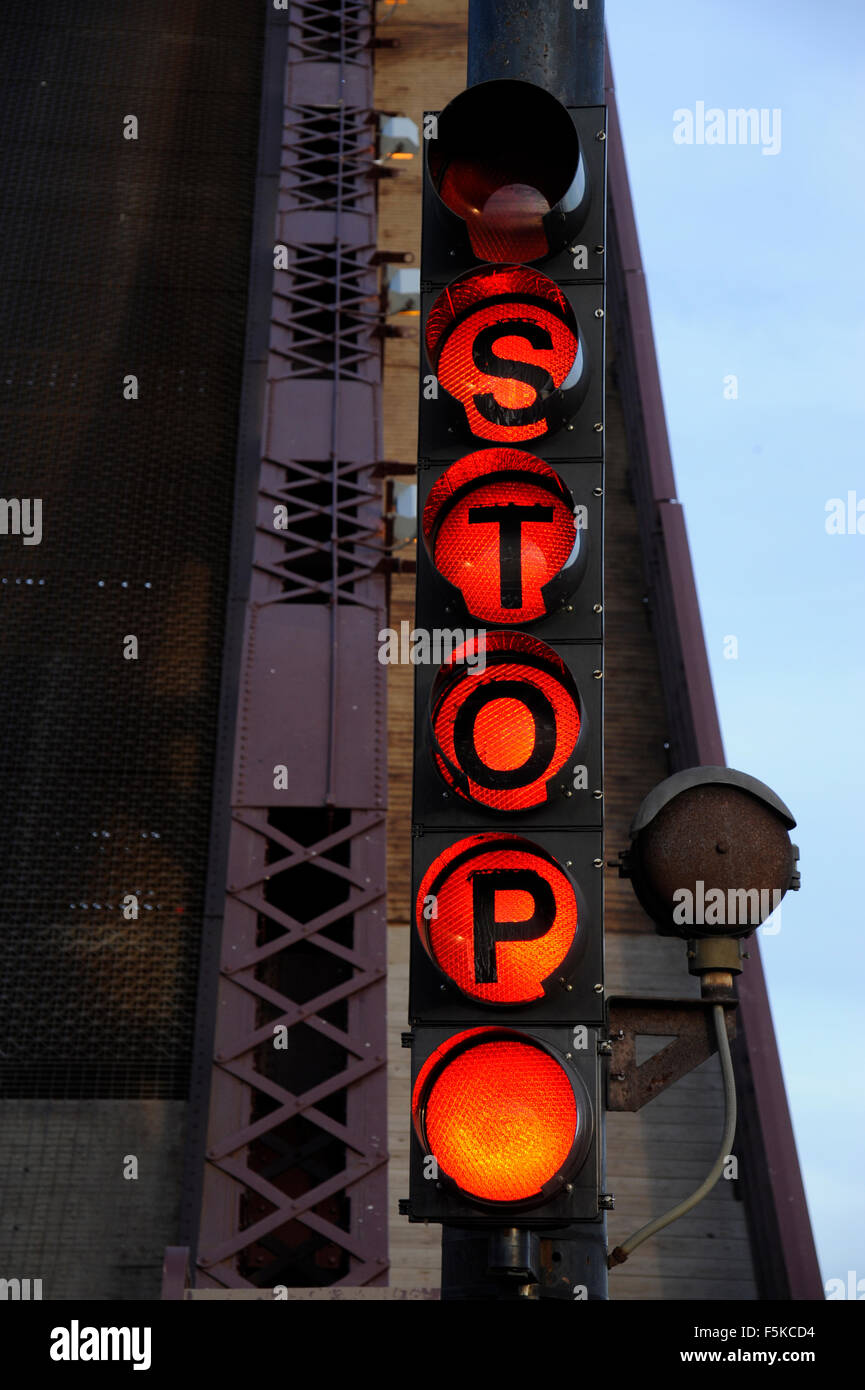 Stop sign on the E. 95th Street Bridge being raised over the Calumet ...