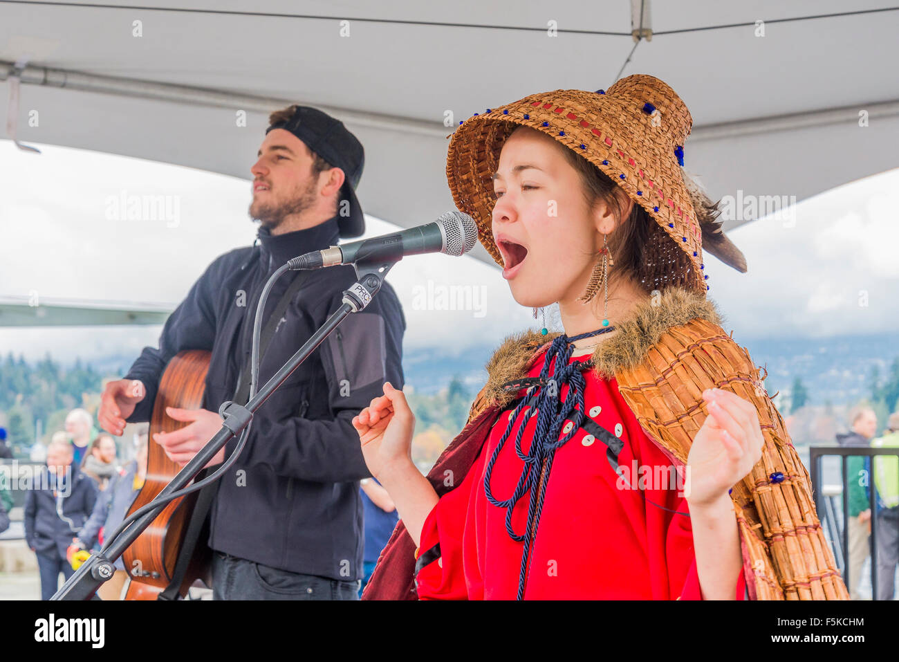 Coast Salish First nations activist singer, Ta’Kaiya Blaney, sings at ...