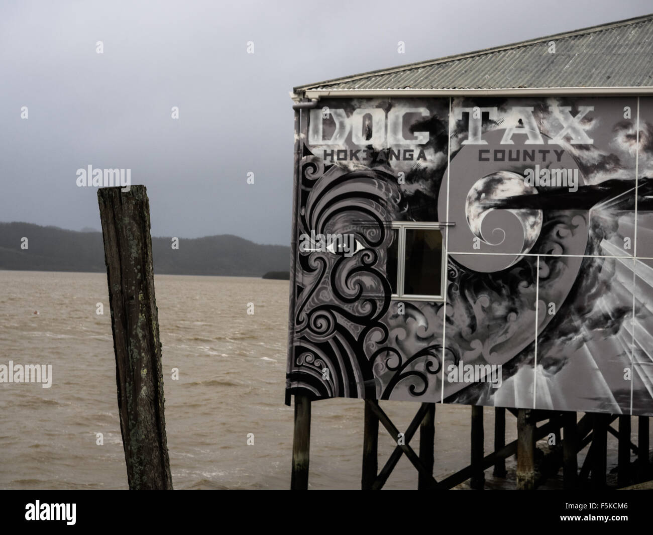 Dog Tax Mural, Rawene, Hokianga, Northland, New Zealand Stock Photo - Alamy