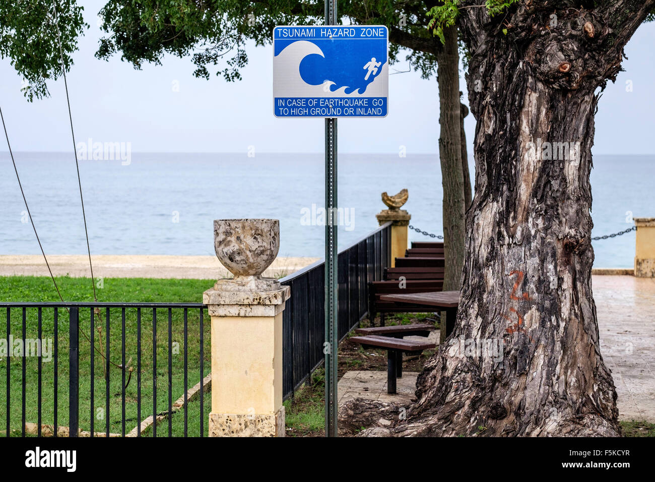 Tsunami zone warning sign hi-res stock photography and images - Alamy
